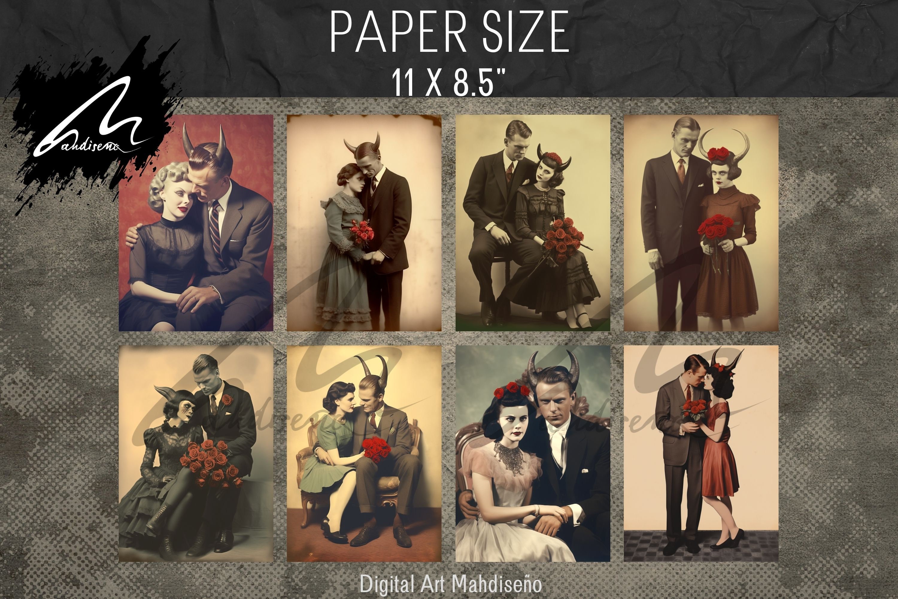 Vintage Photo of Devil Couples, Dark Love, Surreal Couple, Old Portrait ...