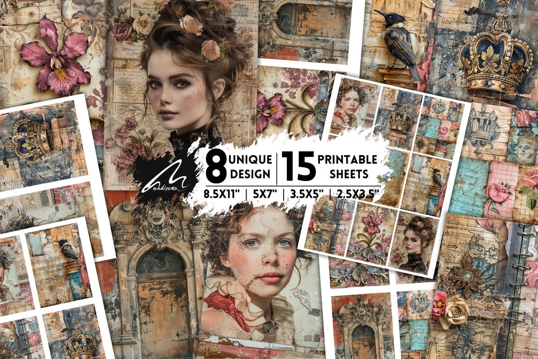 Royal Theme Mixed Media Digital Papers, Regal Ephemera Scrapbooking ...