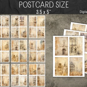 Vintage European Architecture Decoupage Paper, Shabby Chic Buildings ...