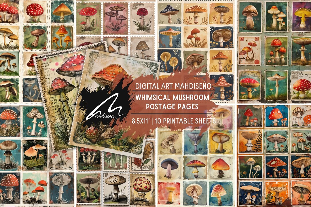 Mushroom Stamps: Fungi Scrapbooking, Junk Journals (digital Download ...