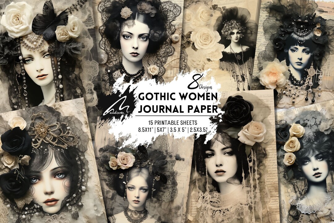 Gothic Women, Portraits, 15 Printable Sheets, Gothic Girls, Junk ...
