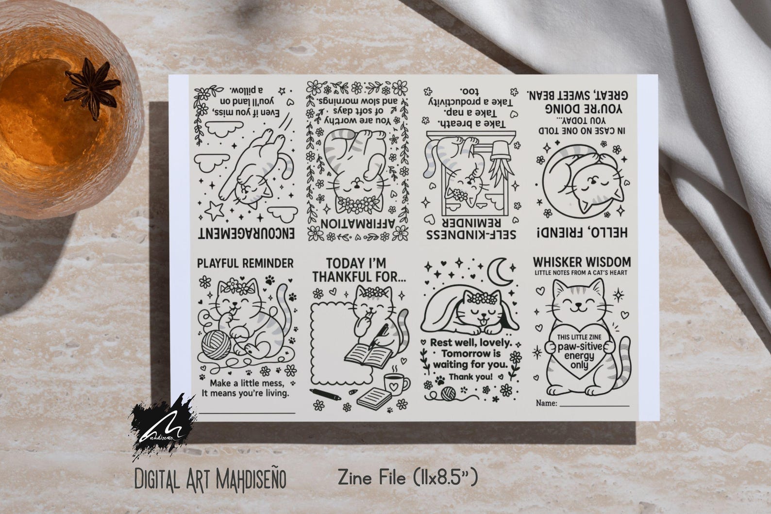 Cat Mini Zine: Paws & Positivity Coloring Book (digital Download) - Etsy