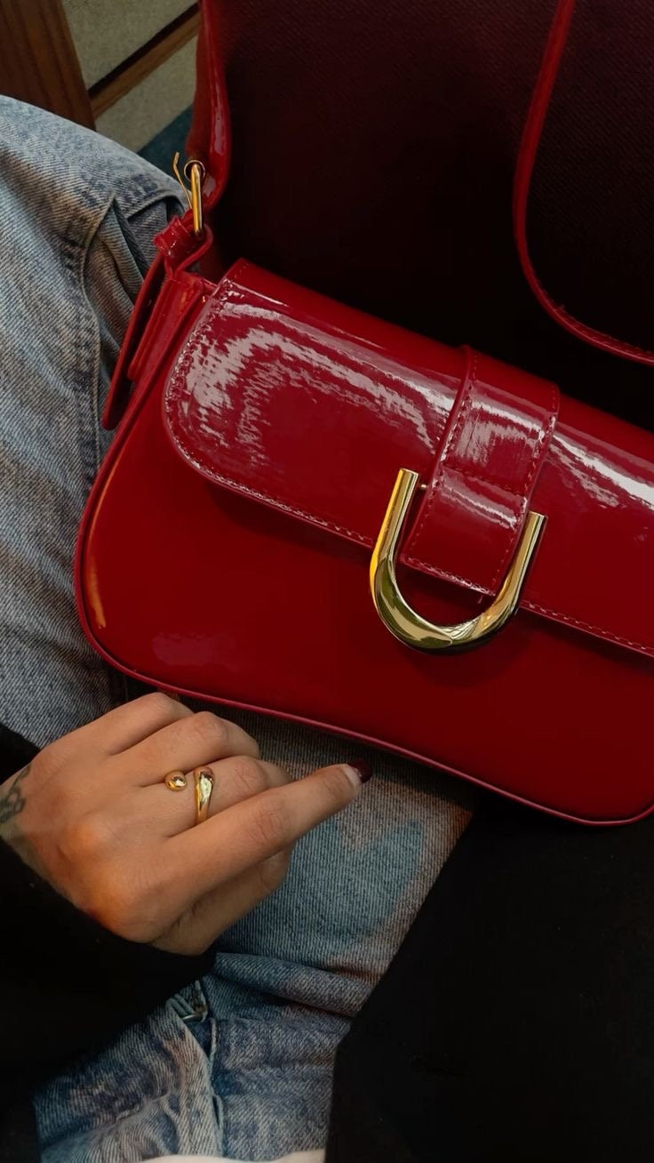 Cherry Red Bag, Vintage Bag, Vintage Shoulder Bag, Leather Tote, Soft ...