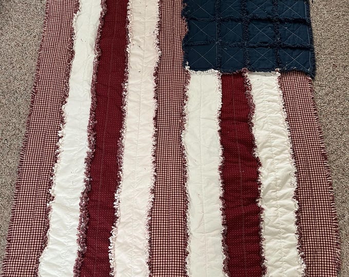 American Flag Rag Quilt Throw - Etsy