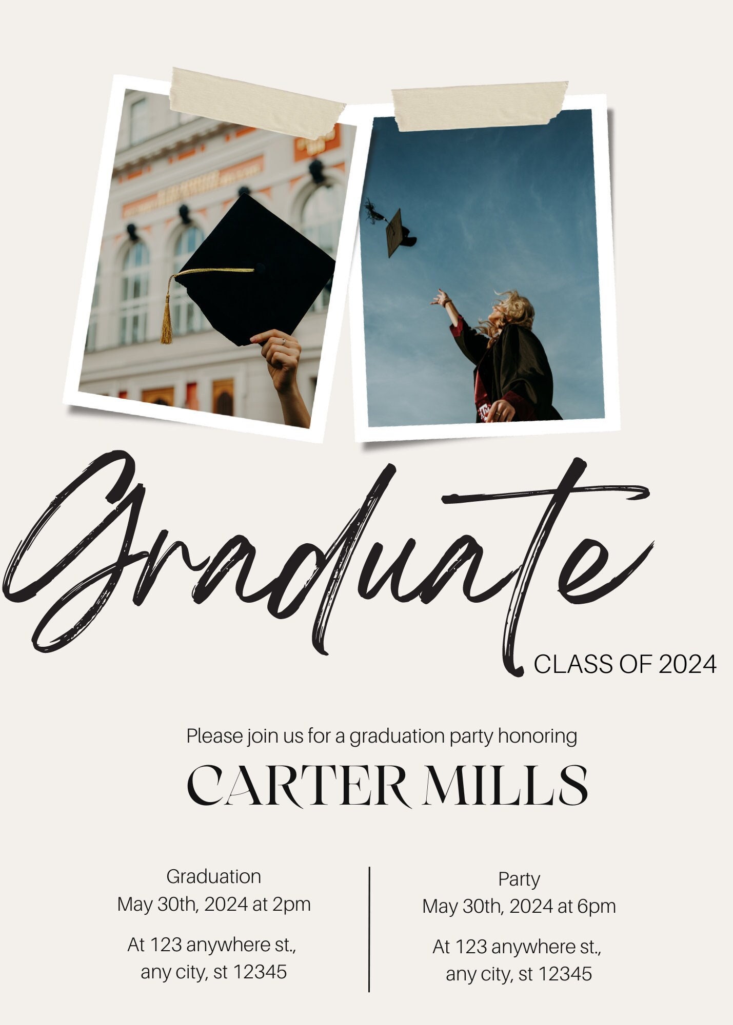 Graduation Invitation 2024 Template, Modern Graduation Announcement ...