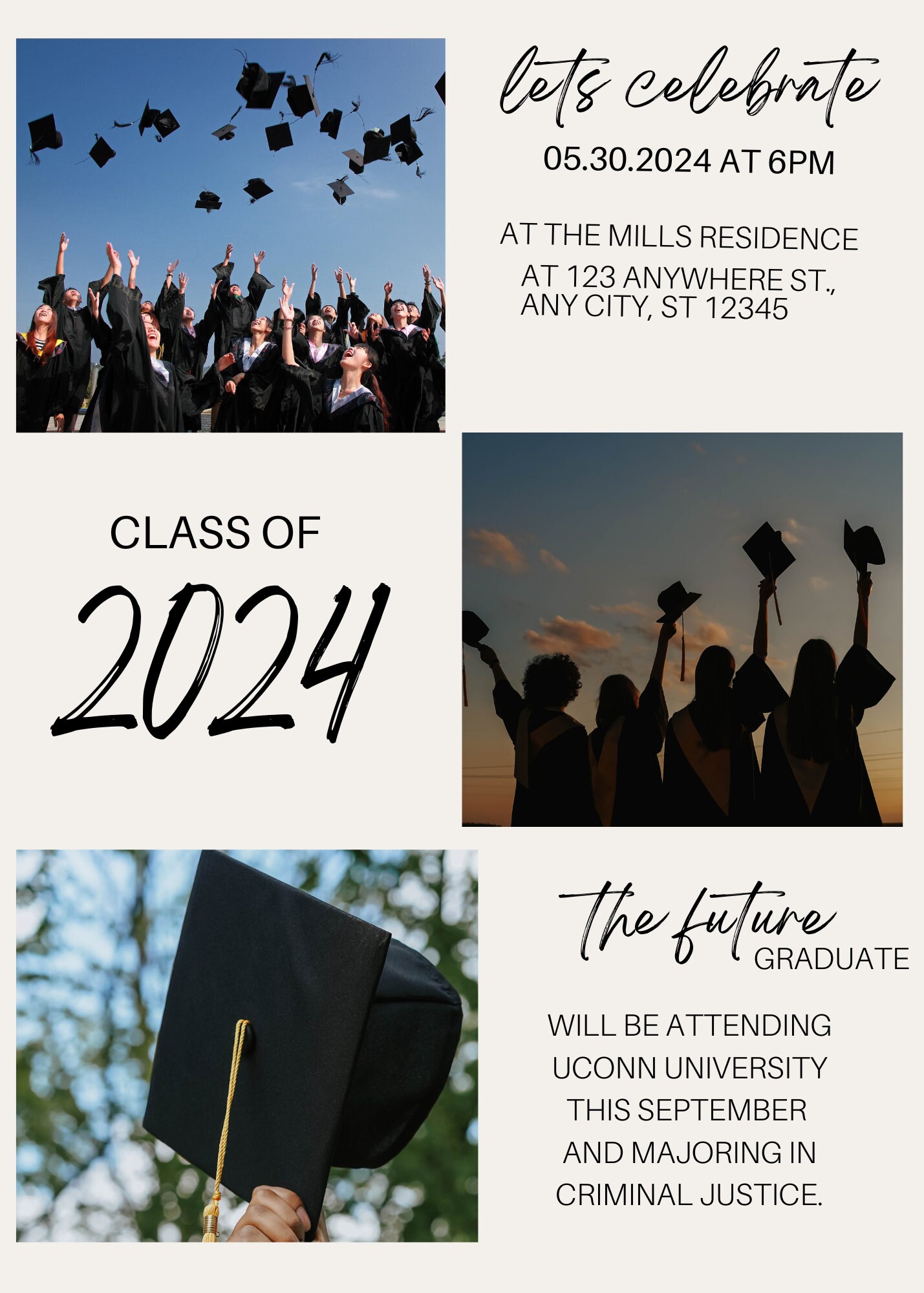 Graduation Invitation 2024 Template, Modern Graduation Announcement ...