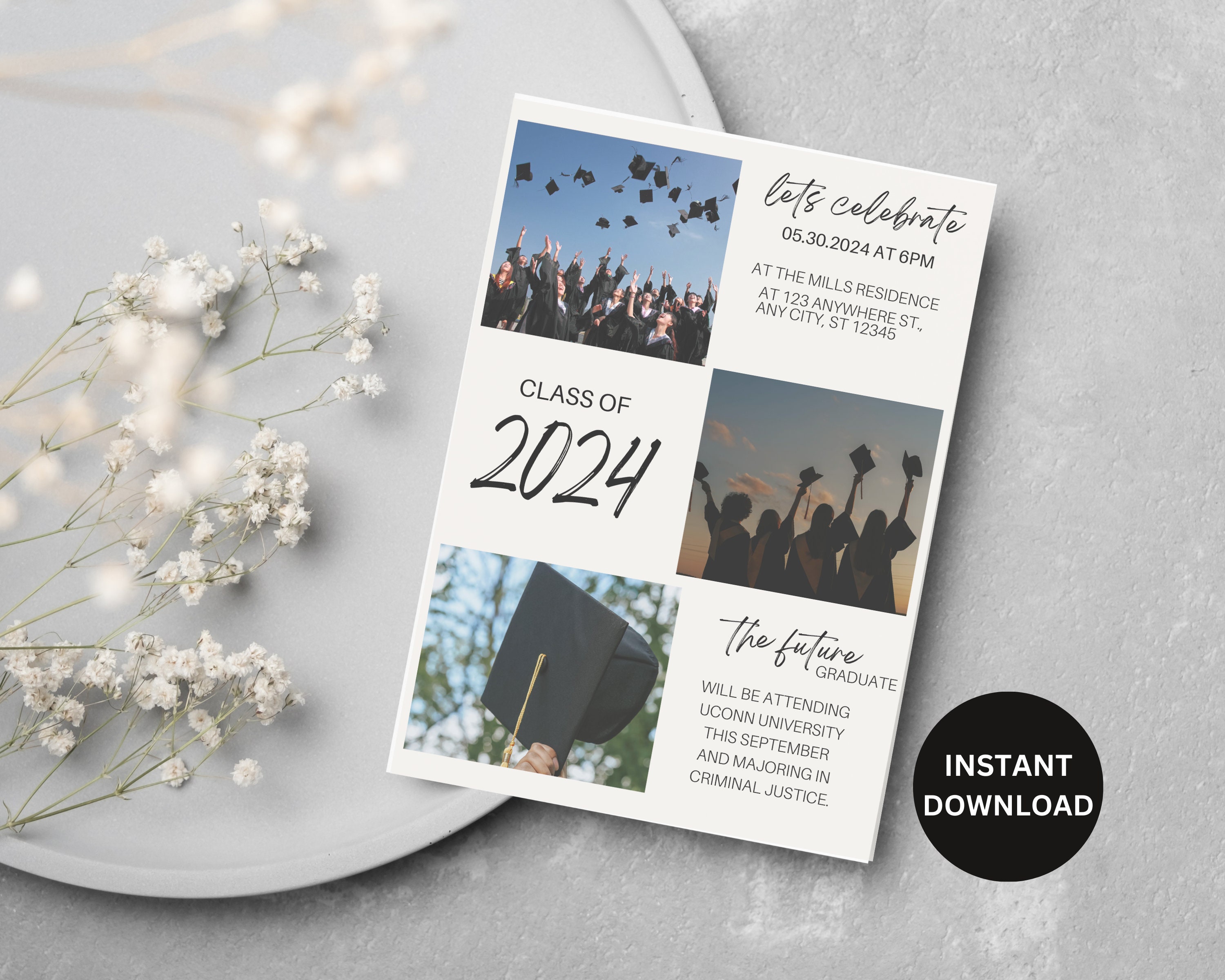 Graduation Invitation 2024 Template, Modern Graduation Announcement ...