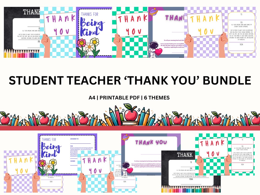 Student Teacher 'thank You' Certificates - Etsy