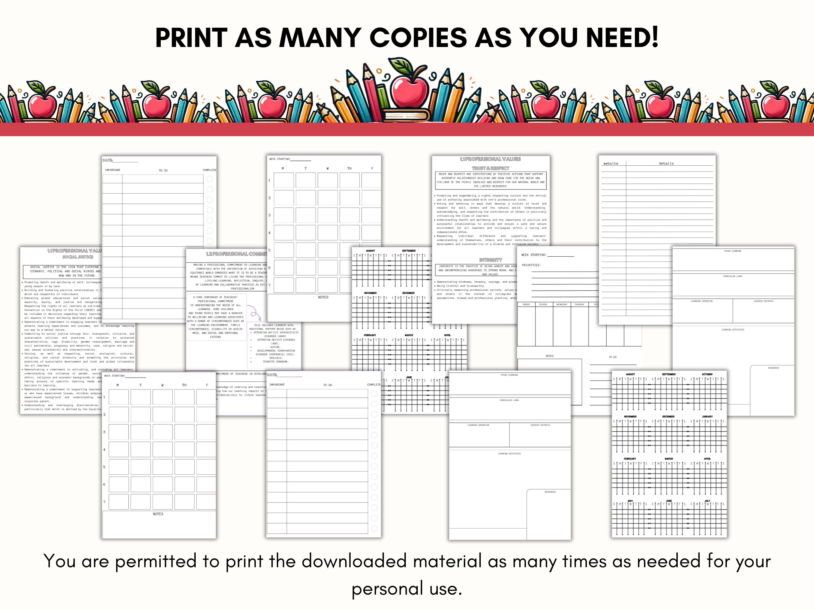 Student Teacher Planner Bundle - Etsy
