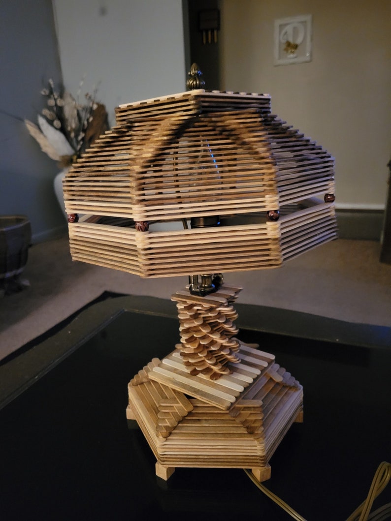 Popsicle Stick Lamp, Boho, Tramp Art - Etsy