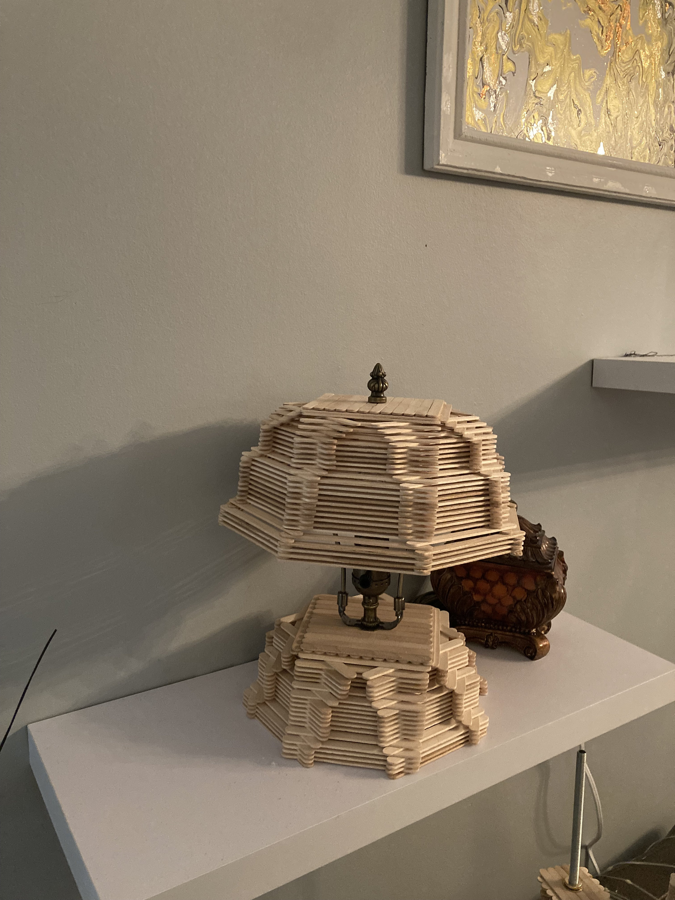 Popsicle Stick Lamp, Bohemian Style, Tramp Art - Etsy