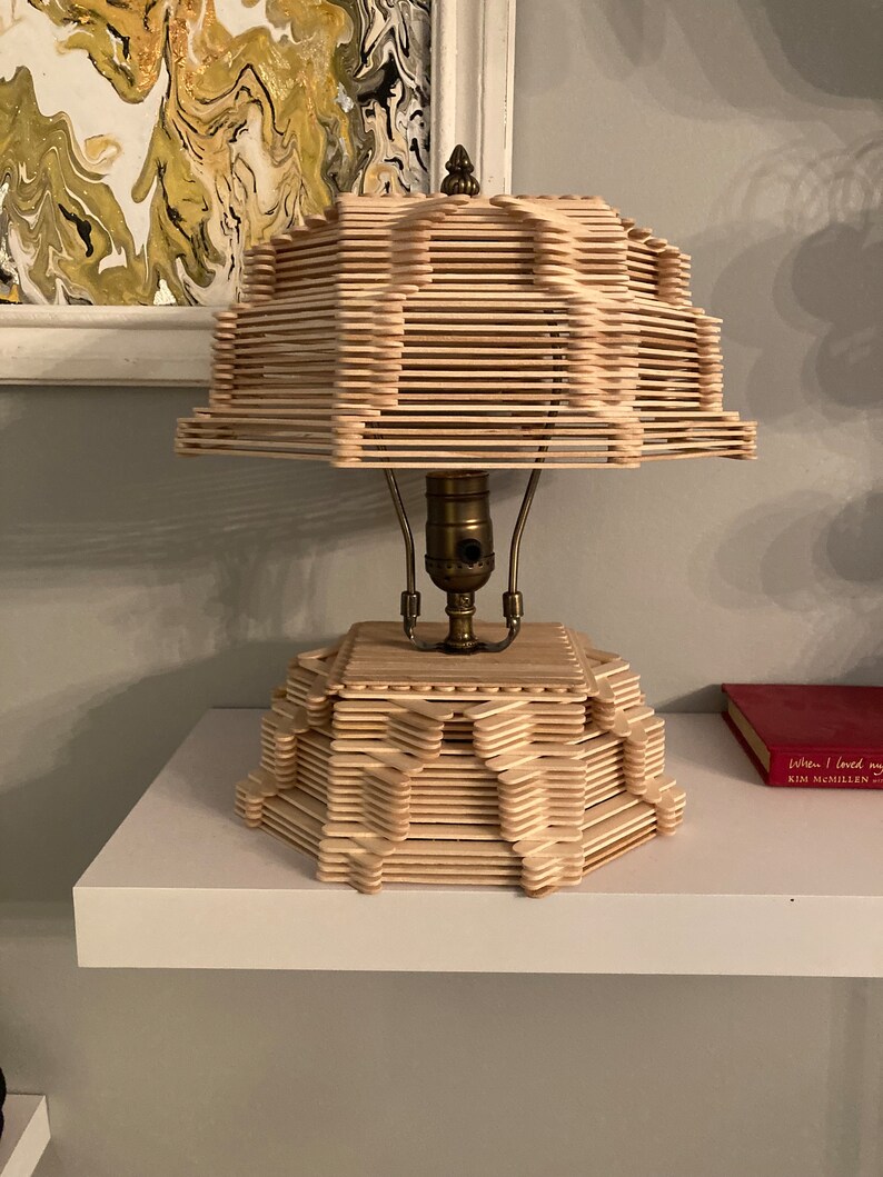 Popsicle Stick Lamp, Bohemian Style, Tramp Art - Etsy