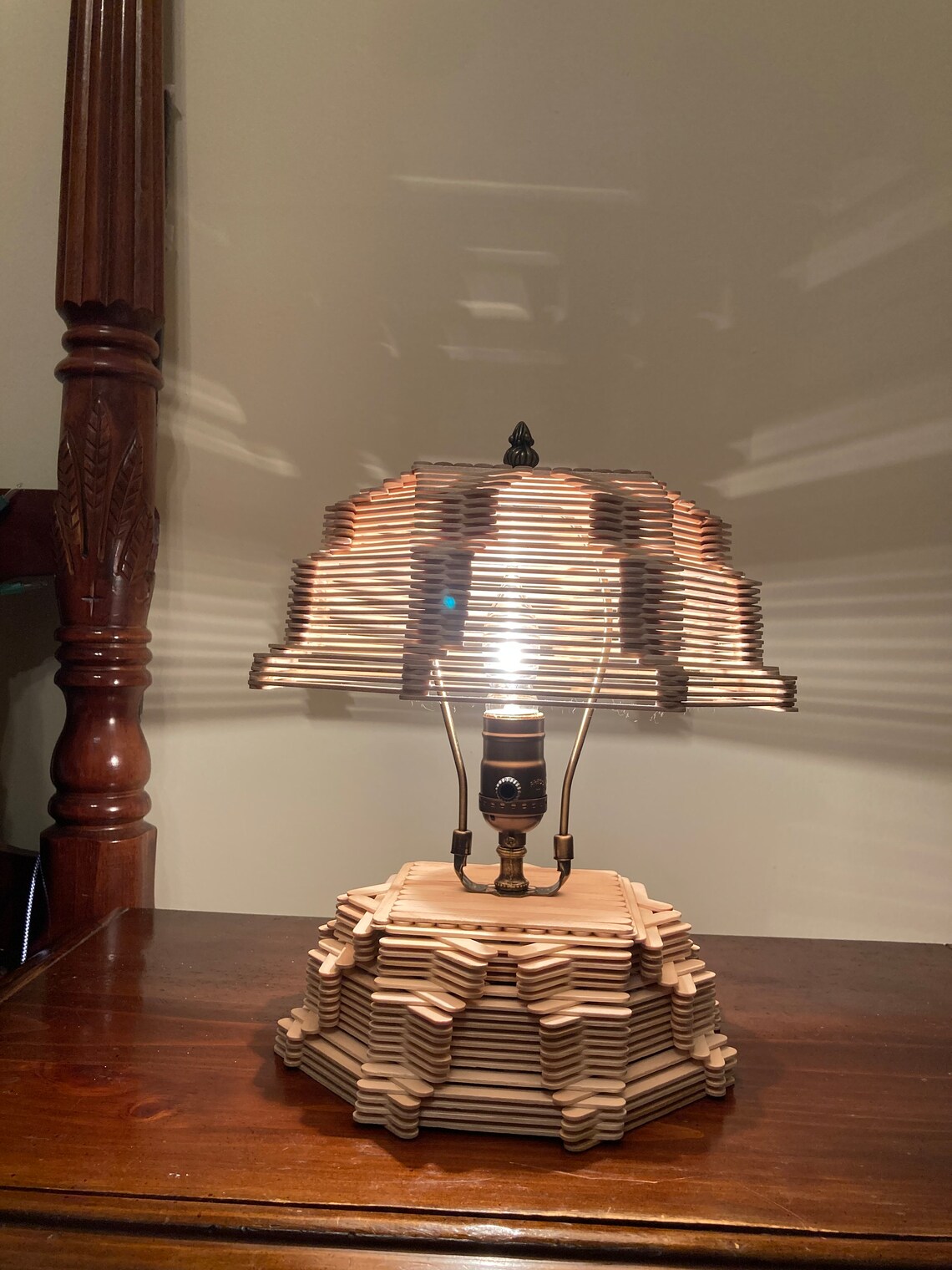 Popsicle Stick Lamp, Bohemian Style, Tramp Art - Etsy