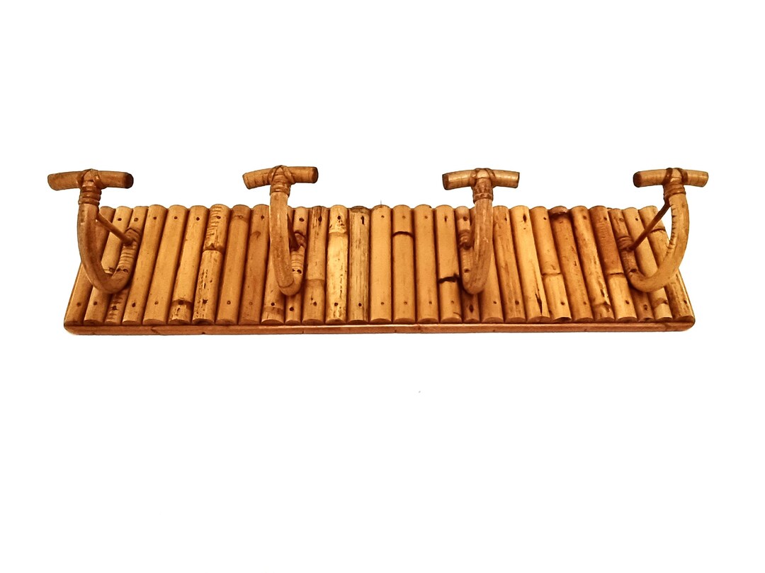 Bamboo and Wicker Coat Rack - Etsy