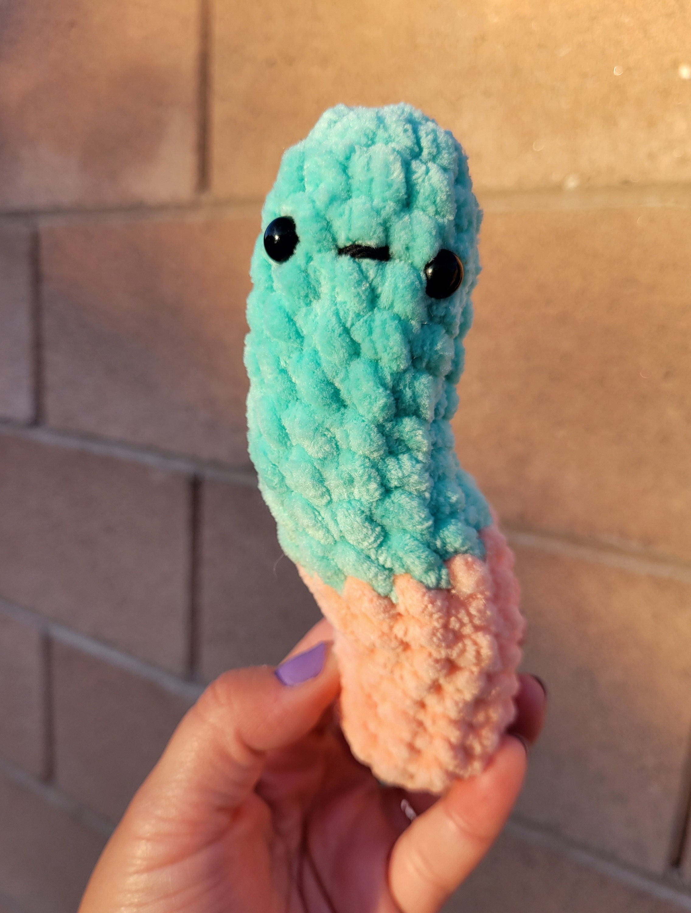 Crocheted Gummy Worm - Handmade Plushie, Amigurumi, Handcrafted, Fun ...