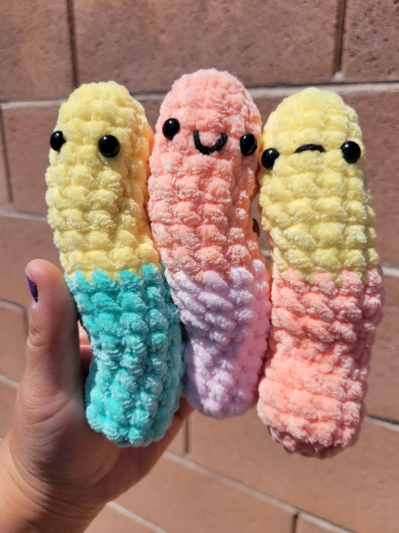 Crocheted Gummy Worm - Handmade Plushie, Amigurumi, Handcrafted, Fun ...