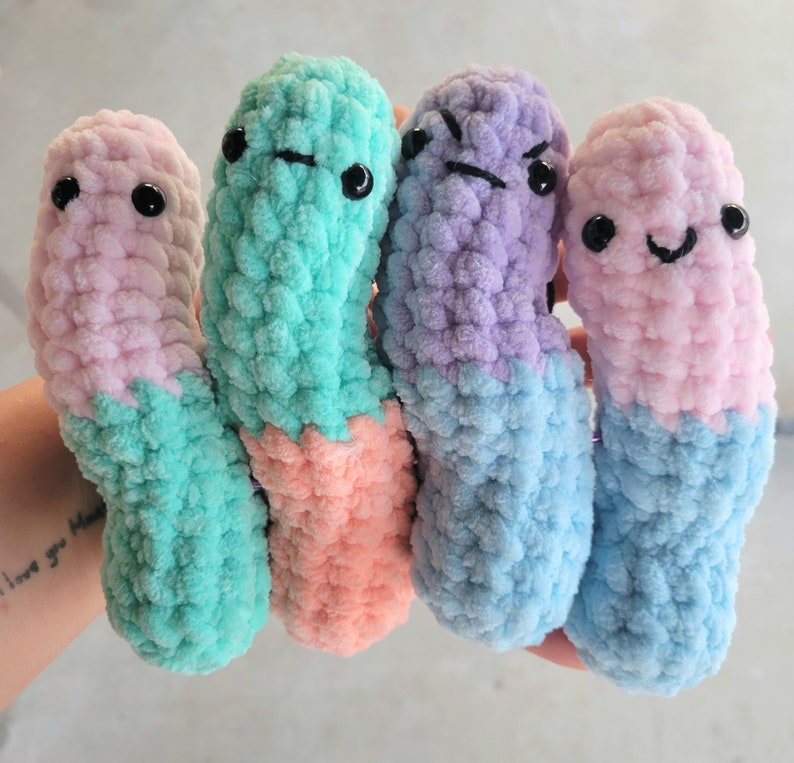 Crocheted Gummy Worm - Handmade Plushie, Amigurumi, Handcrafted, Fun ...