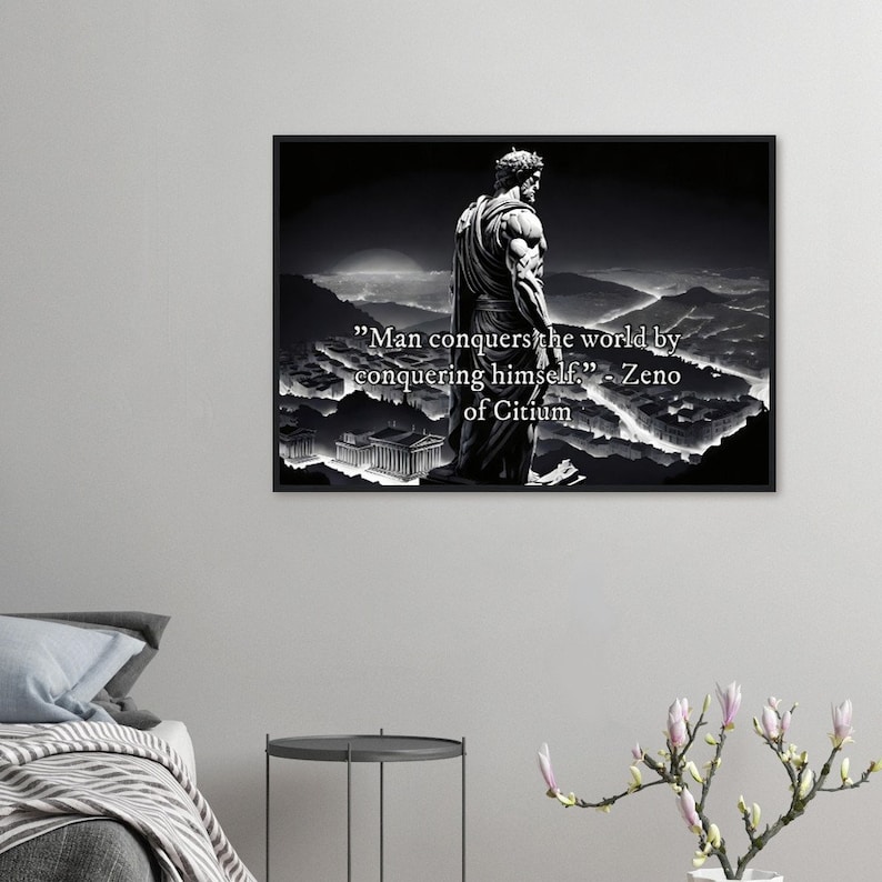 Stoic Wall Art - "man Conquers the World by Conquering Himself" - Etsy