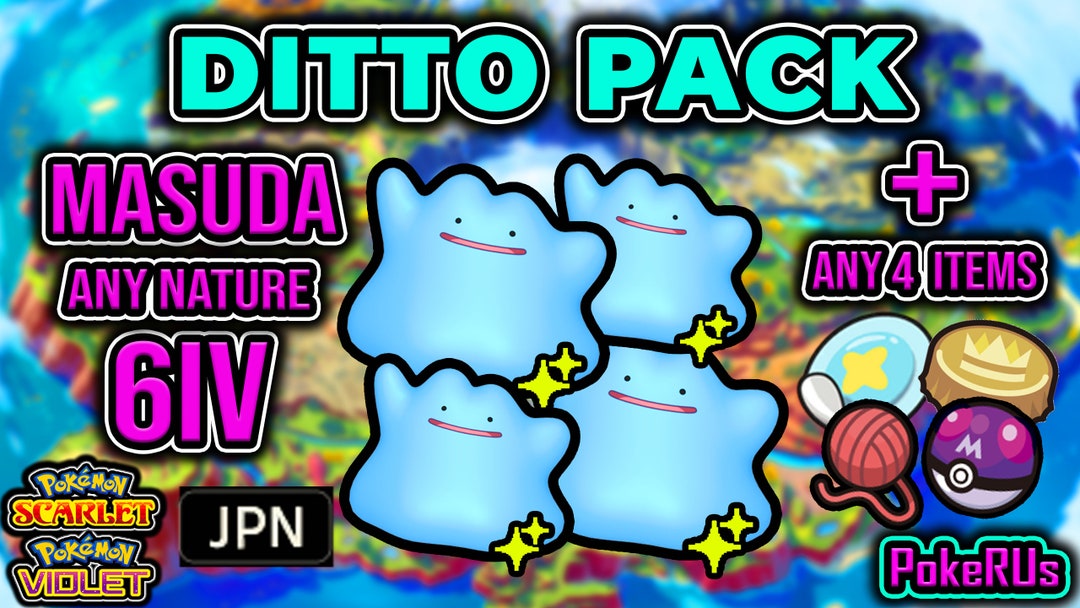 6IV Shiny Ditto Masuda Japanese Breeding X4 Pack Pokémon Scarlet and ...