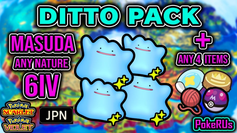 6IV Shiny Ditto Masuda Japanese Breeding X4 Pack Pokémon Scarlet and ...