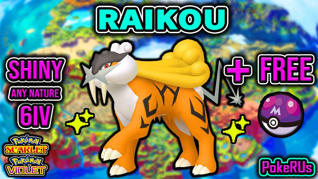 SHINY 6IV & EV Trained Raikou Pokémon Scarlet and Violet, Sword and ...