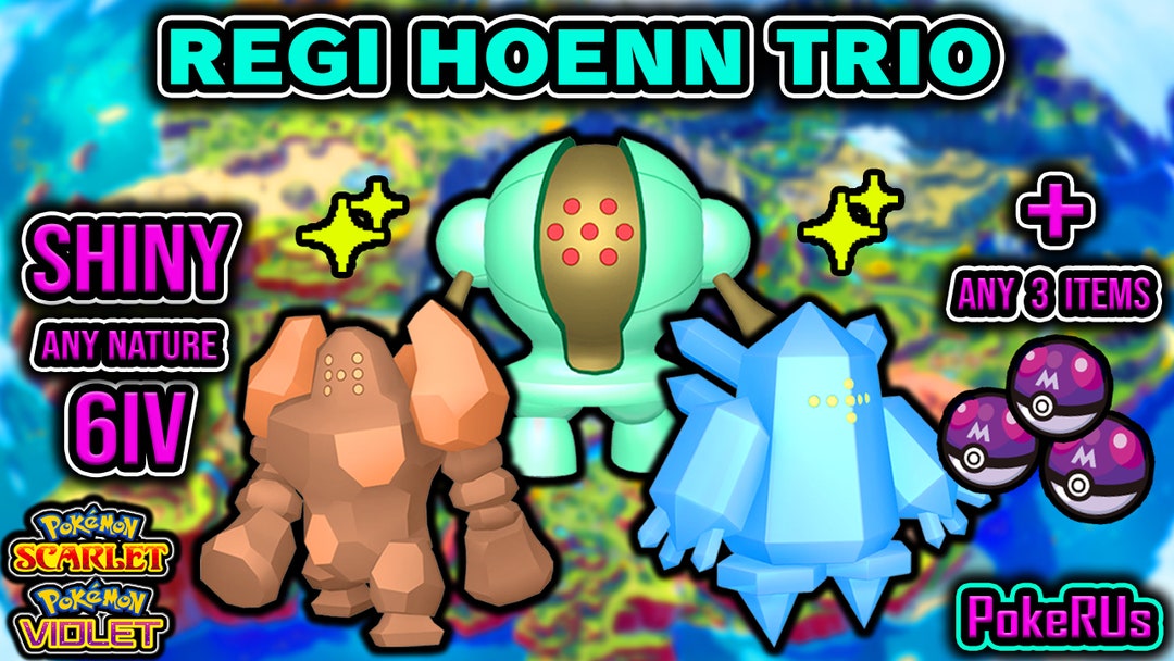 SHINY 6IV & EV Trained Regi Hoenn Trio regirock, Regice, Registeel ...