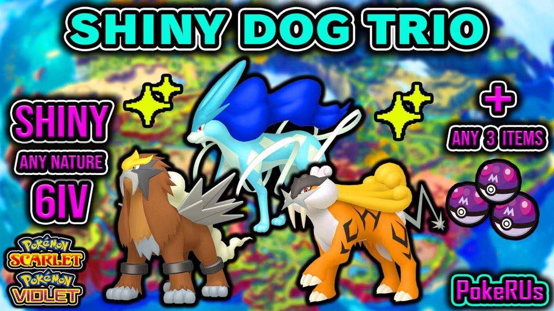 SHINY 6IV & EV Trained Legendary Dog Johto Trio (entei, Suicune, Raikou ...