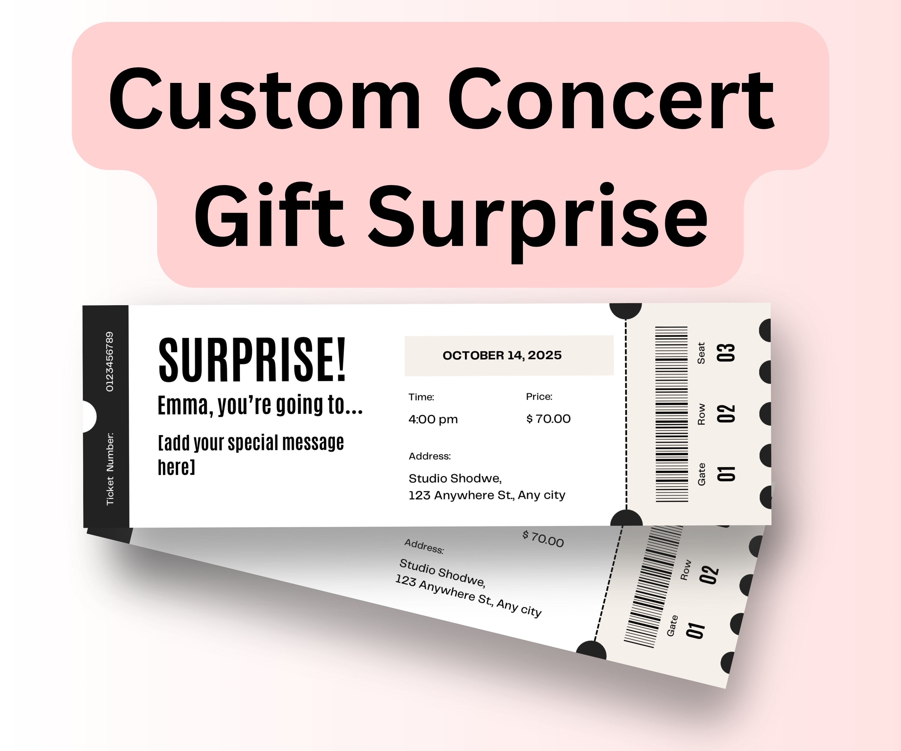 Custom Personalised Concert Ticket Gift Surprise Reveal Gift Present ...