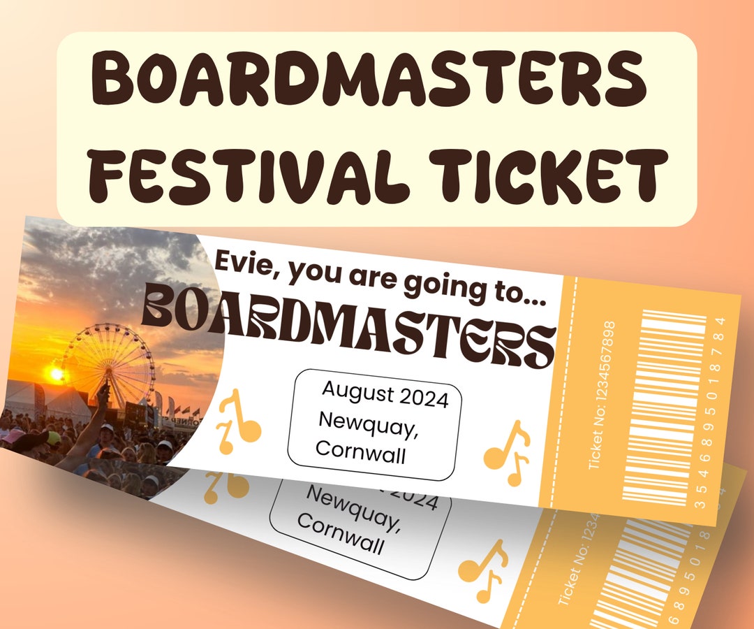 Boardmasters Festival Ticket Surprise Keepsake Memory Holder for ...