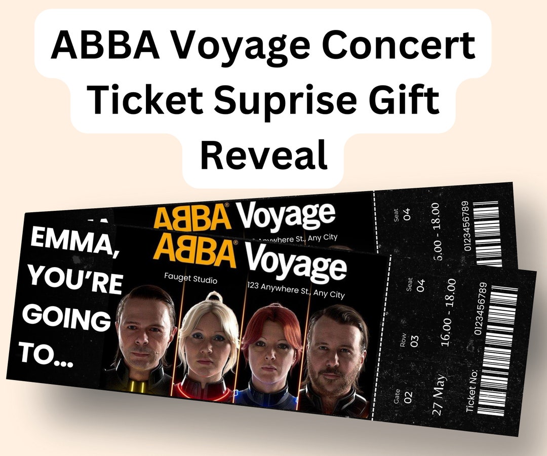 Surprise 2024 Abba Voyage Concert Ticket, Personalised Keepsake Tour Ticket, Customised Music ...