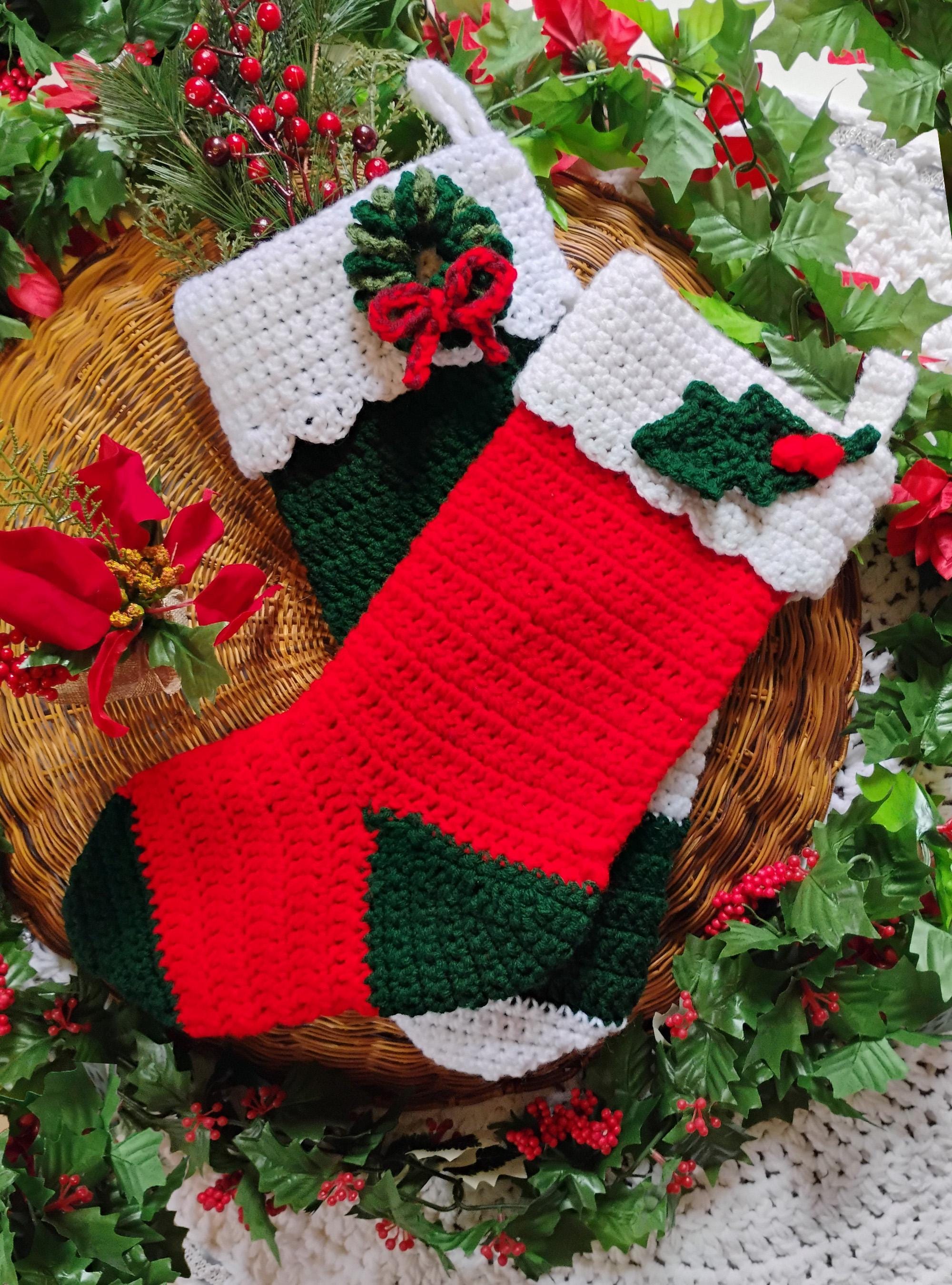 Custom Crochet Christmas Stocking With Liner and Motif - Red - Etsy