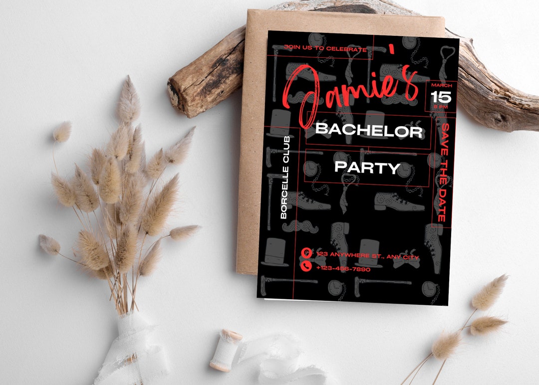 Bachelor Party Invitation Template, Modern Minimalist Bachelor Invite ...