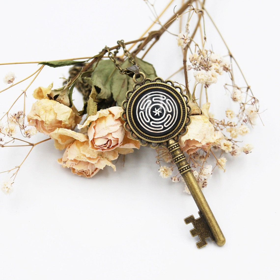 Wheel of Hekate Key Pendant Necklace, Hecate Witchcraft, Triple Moon ...