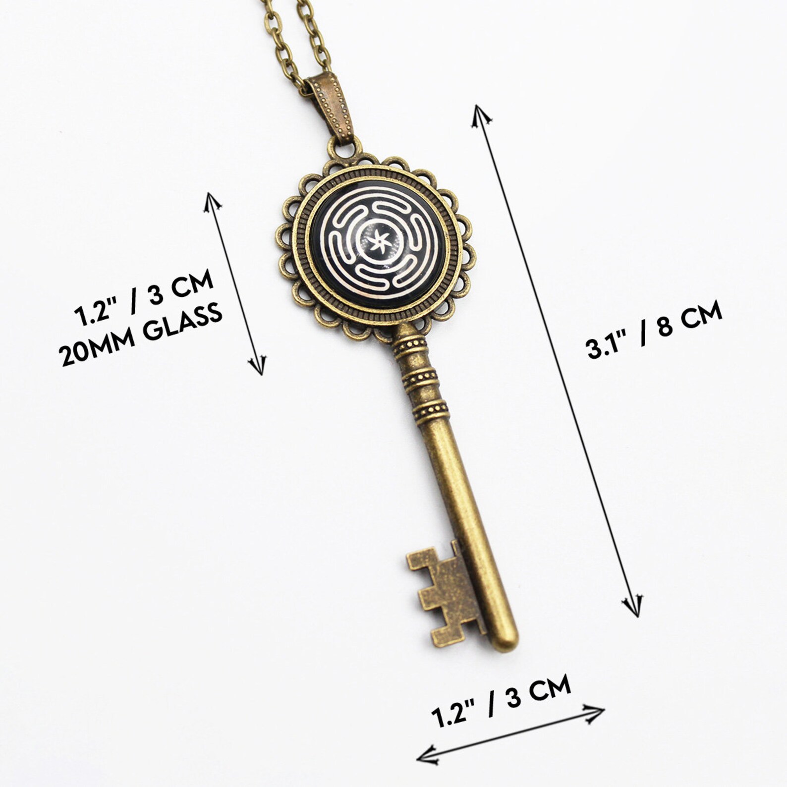 Wheel of Hekate Key Pendant Necklace, Hecate Witchcraft, Triple Moon ...