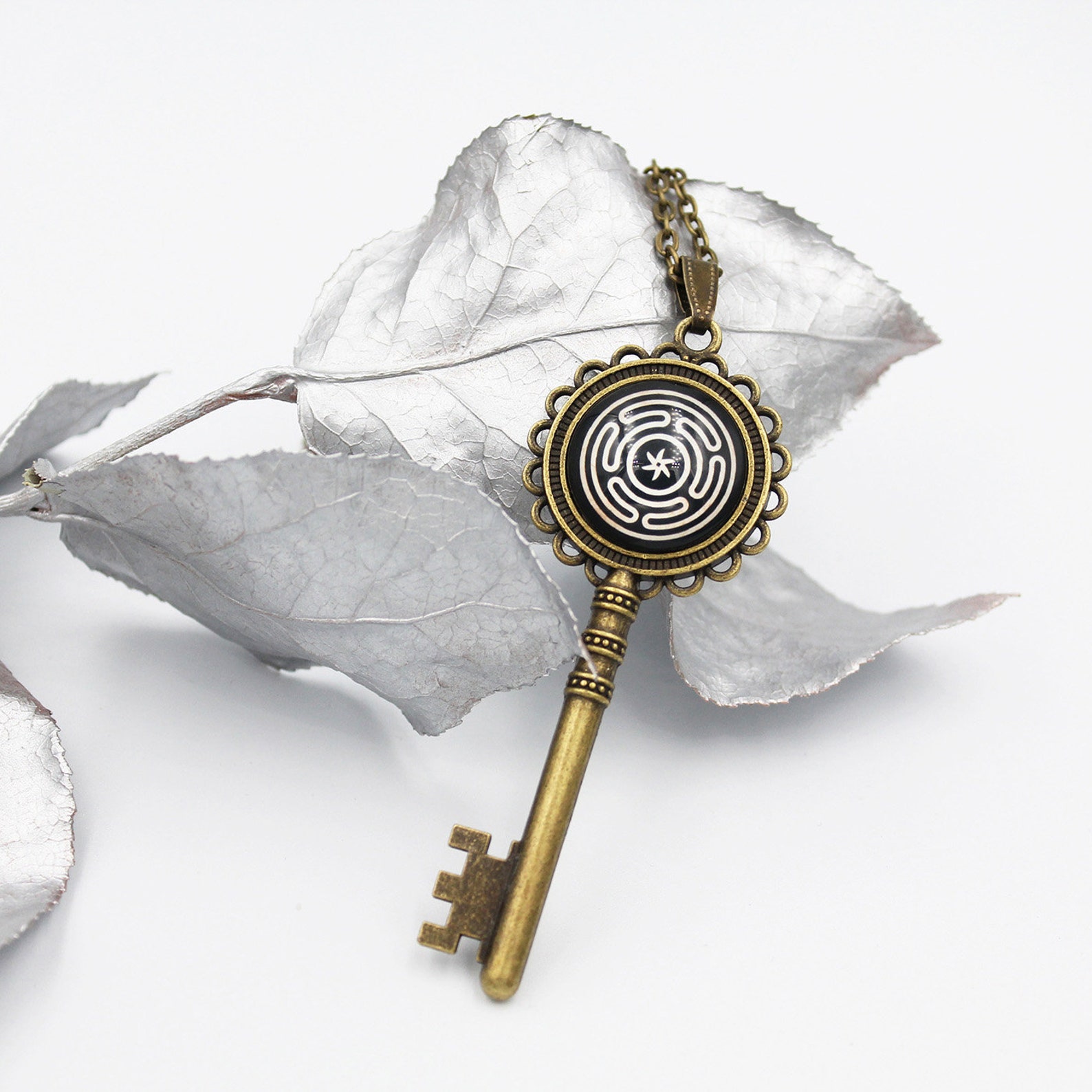 Wheel of Hekate Key Pendant Necklace, Hecate Witchcraft, Triple Moon ...