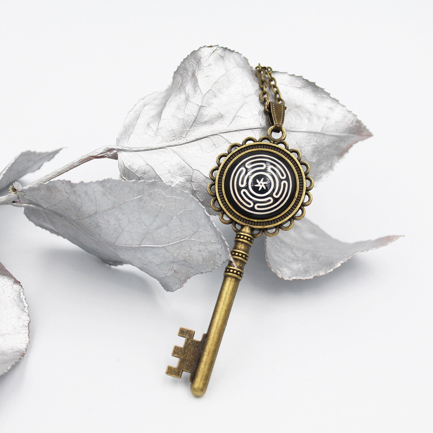 Wheel of Hekate Key Pendant Necklace, Hecate Witchcraft, Triple Moon ...