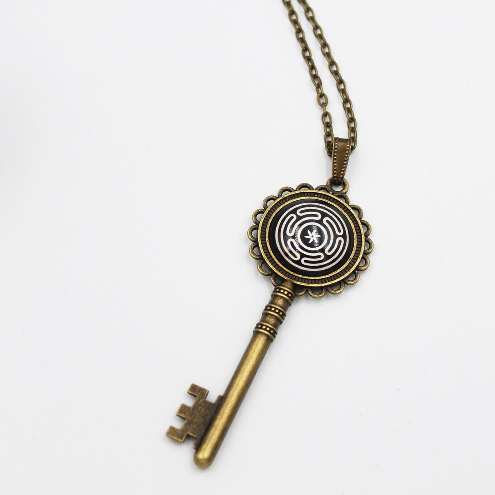 Wheel of Hekate Key Pendant Necklace, Hecate Witchcraft, Triple Moon ...