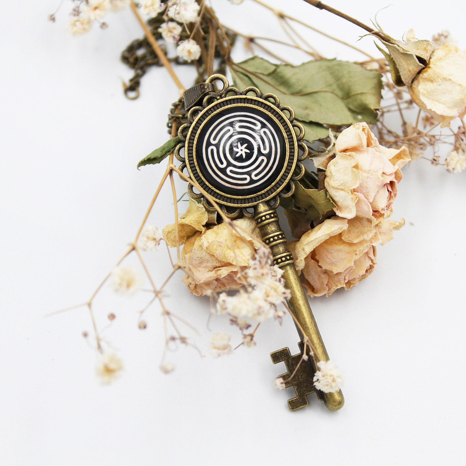 Wheel of Hekate Key Pendant Necklace, Hecate Witchcraft, Triple Moon ...