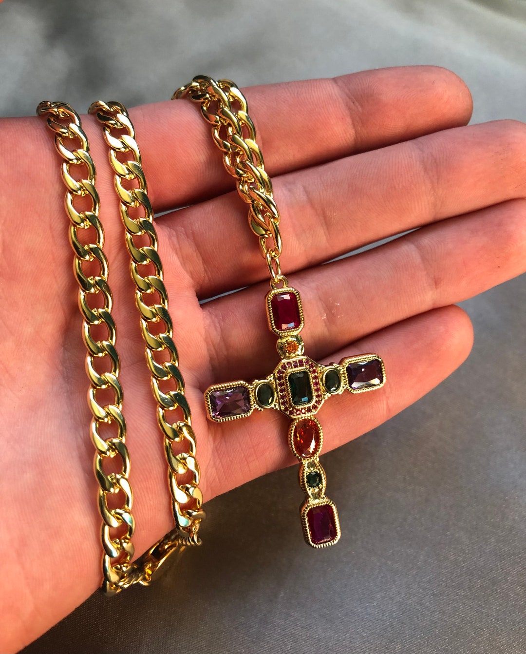 Bossa Nova 24K Gold-filled Latin Cross Curb Chain Geometric, Latin ...