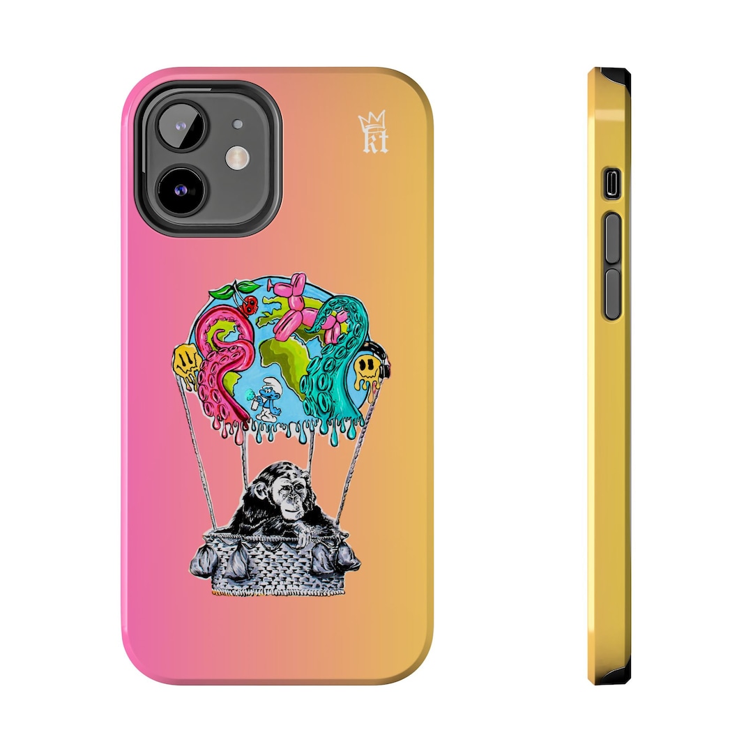 Rainbow Peach Psychedelic Chimp Pop Art Phone Case - Etsy