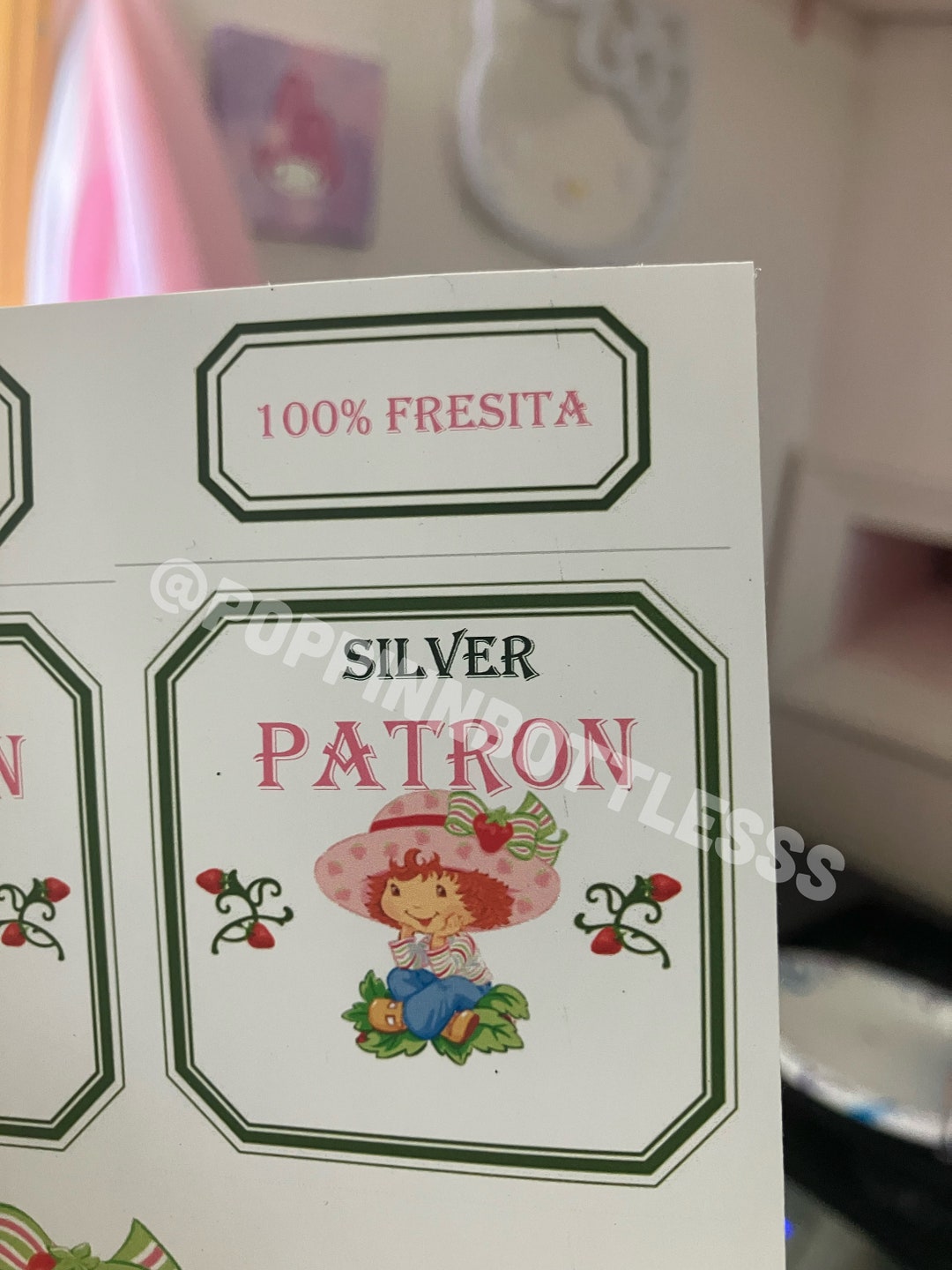 Label for Strawberry Shortcake Patron 375ml/750ml - Etsy