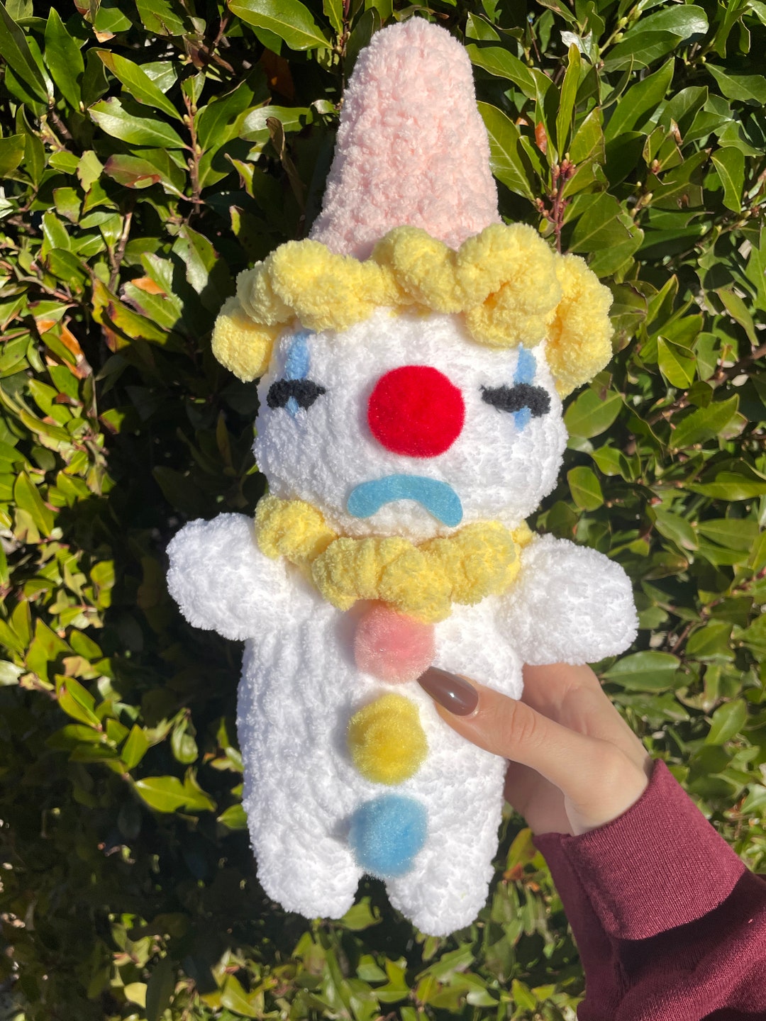 Sad Clown Man Plushie, Crochet Clown, Cute Handmade Clown, Crochet ...