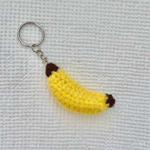 Cute Crochet Banana Keychain, Small Handmade Banana Keychain, Banana ...