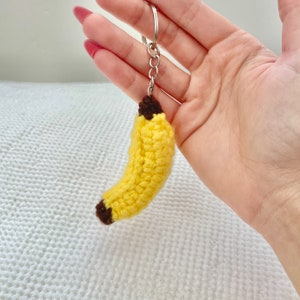 Cute Crochet Banana Keychain, Small Handmade Banana Keychain, Banana ...