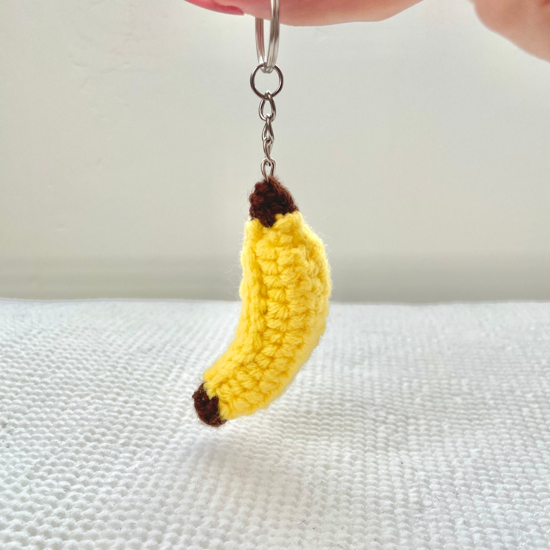 Cute Crochet Banana Keychain, Small Handmade Banana Keychain, Banana ...