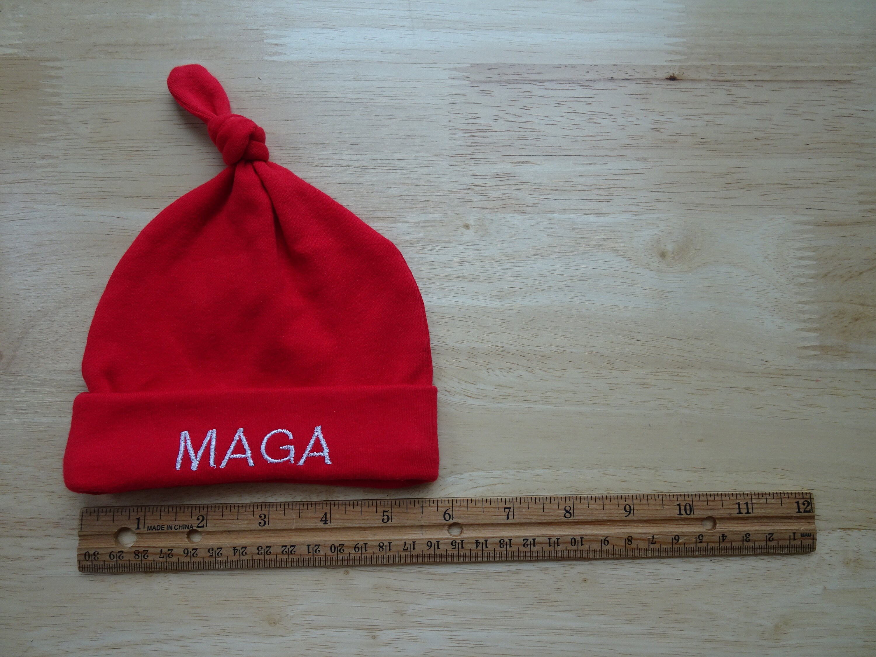 MAGA Baby Hat, 0-6m, 6-12m, Red Top Knot Hat, Embroidered, Republican ...
