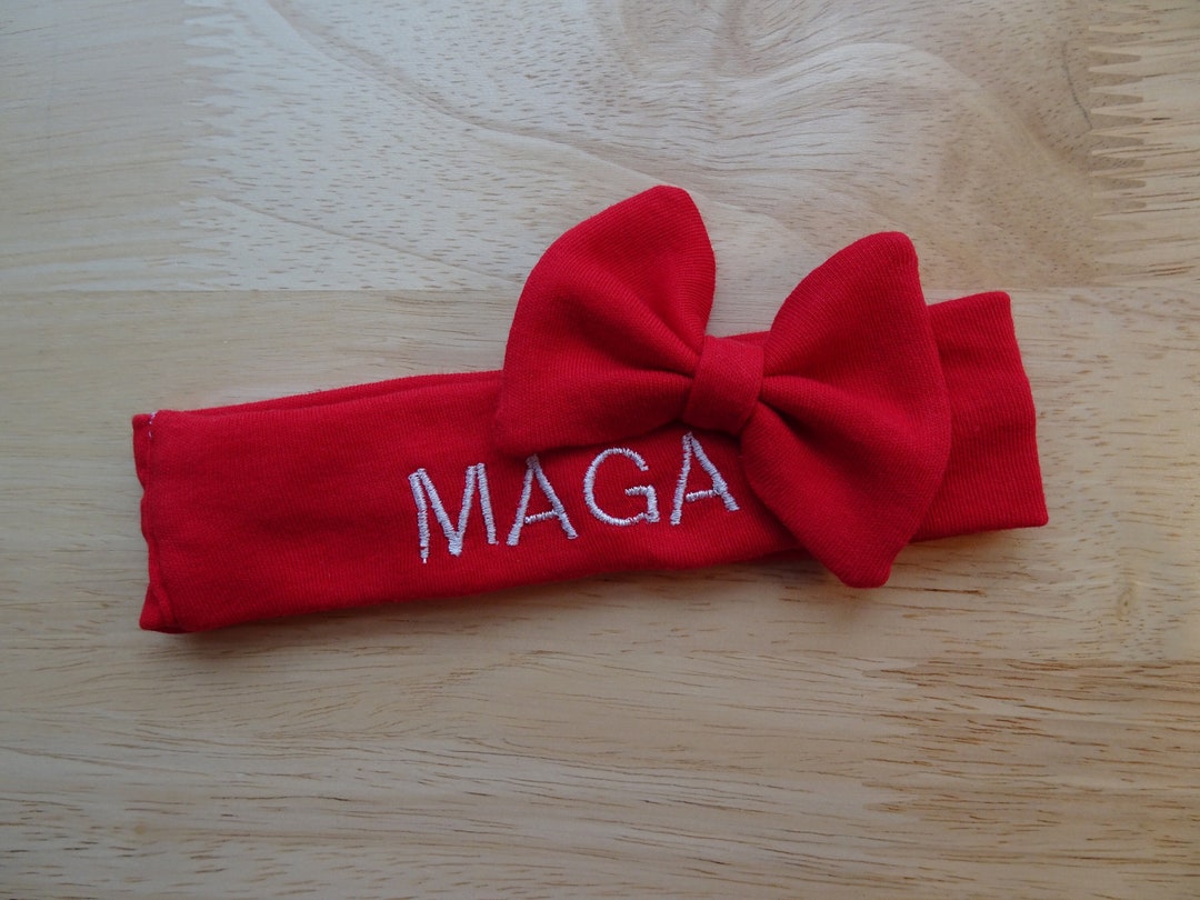 MAGA Baby Headband, Red Bow, Newborn Bow, Infant, Make America Great ...