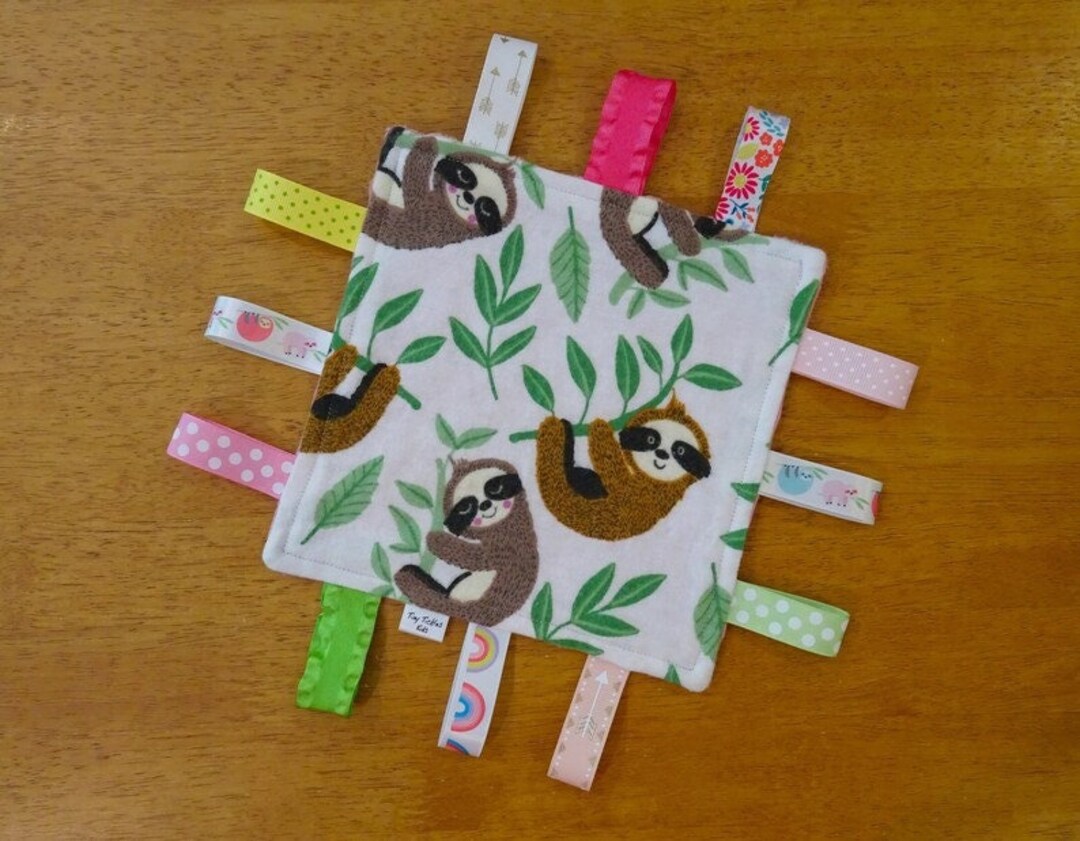 Sloth Mini Baby Lovey, Ribbon Toy, Teething Blanket, Sloth Baby Girl ...
