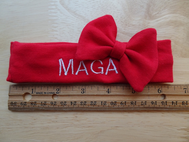 MAGA Baby Headband, Red Bow, Newborn Bow, Infant, Make America Great ...