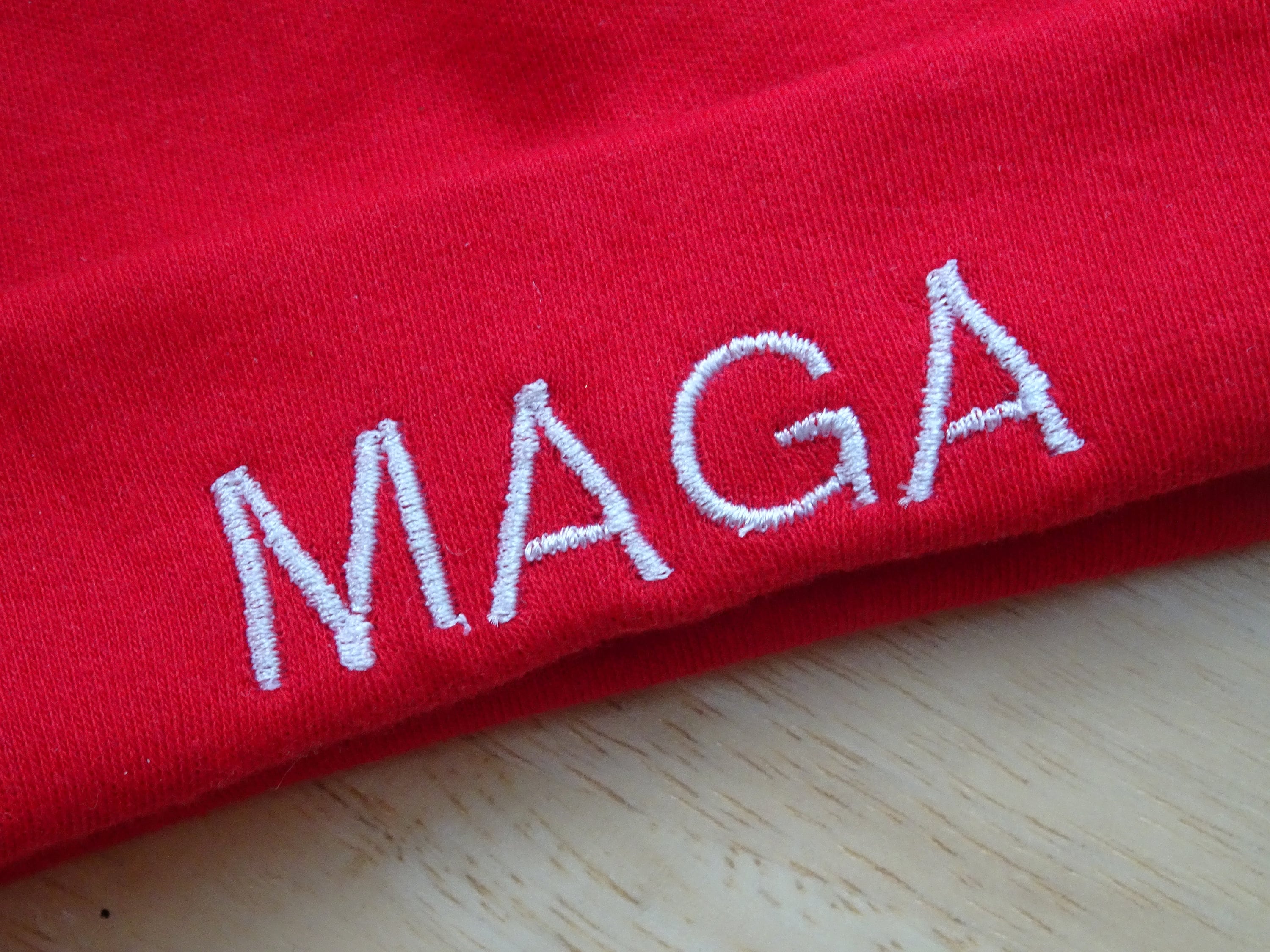 MAGA Baby Hat, 0-6m, 6-12m, Red Top Knot Hat, Embroidered, Republican ...